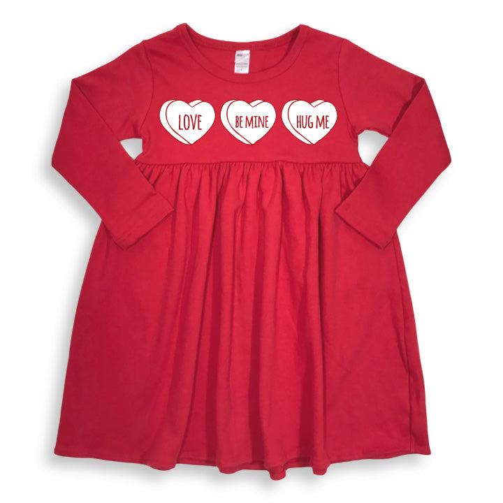 Candy Hearts Long Sleeve Dress – Honey Bee Tees